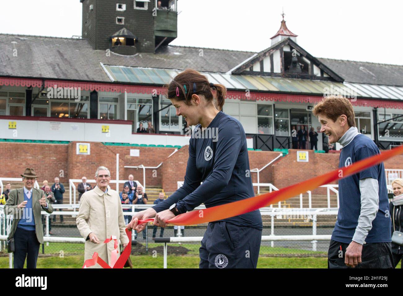Harriet Bethell crosses the finish’s line at Pontefract Racecourse as ...