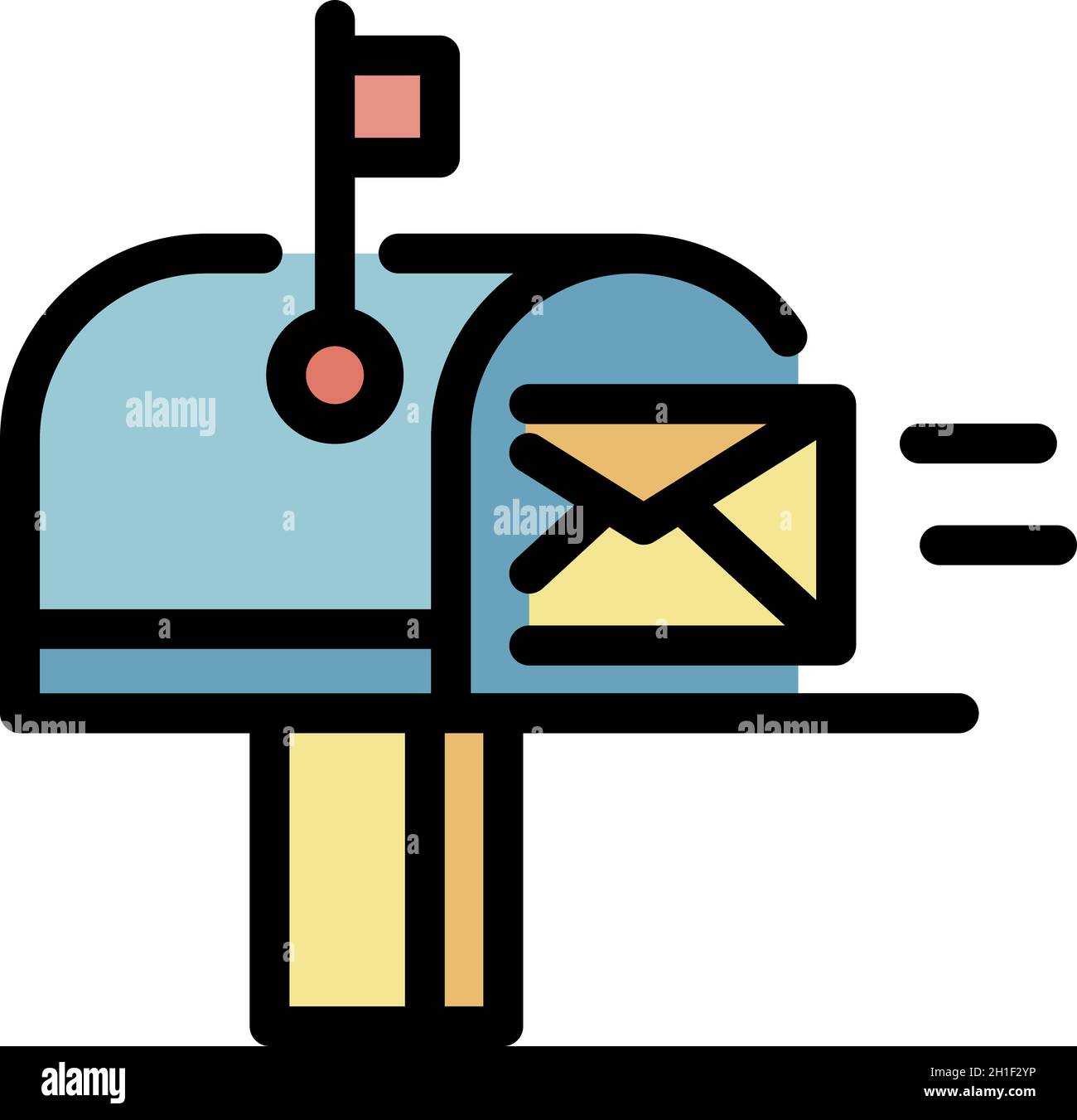 Full mailbox icon. Outline full mailbox vector icon color flat isolated ...
