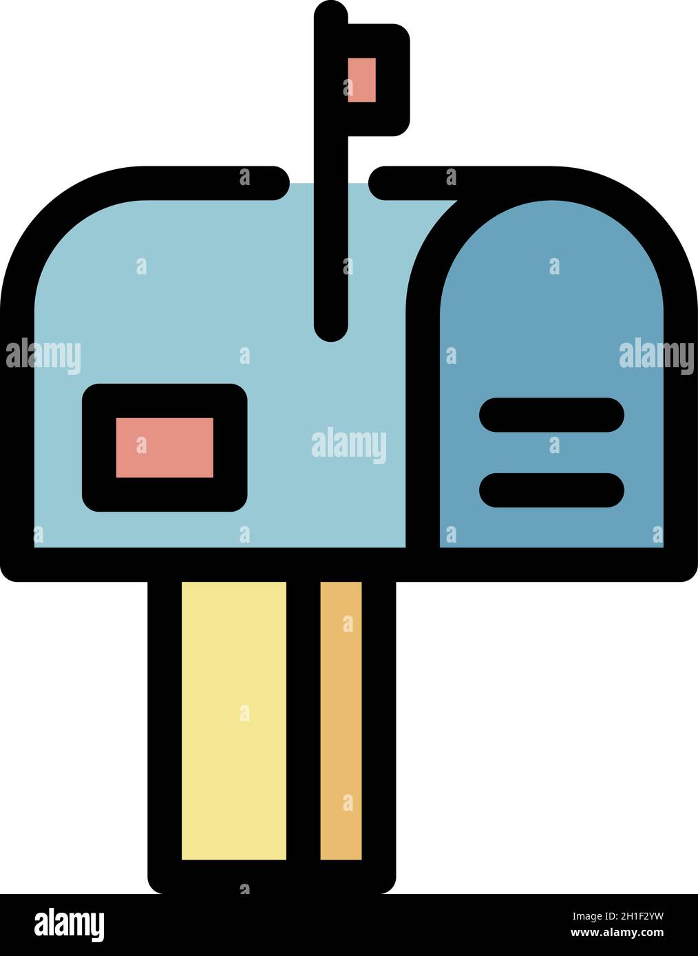 Steel mailbox icon. Outline steel mailbox vector icon color flat ...