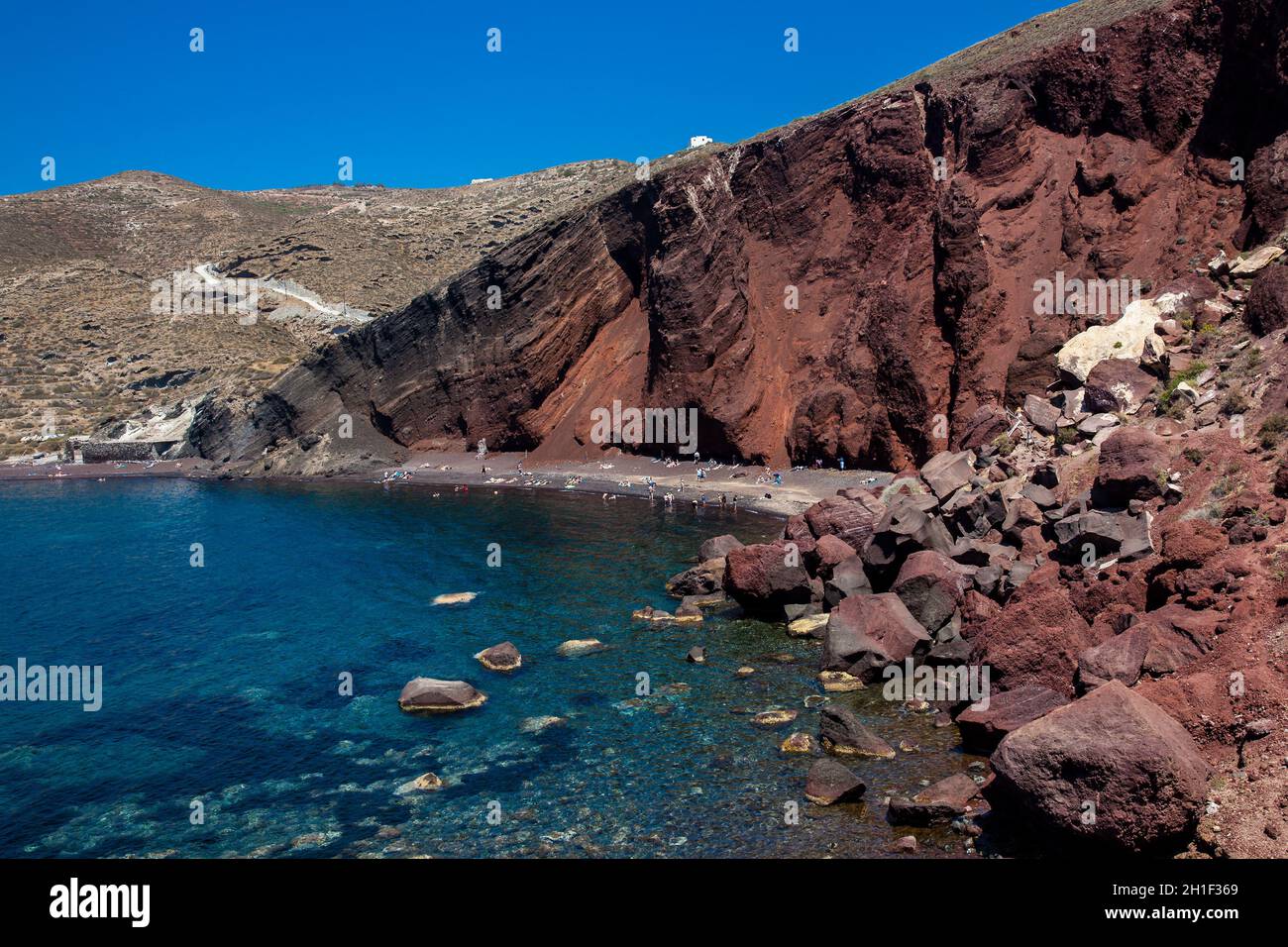 Famous Red Beach at Santorini Island in a beautiful early spring day ...