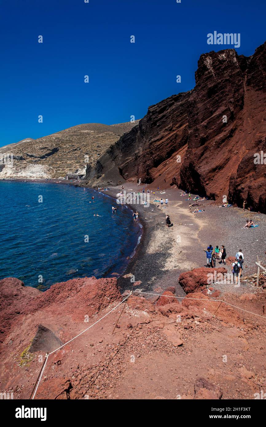 Famous Red Beach at Santorini Island in a beautiful early spring day ...