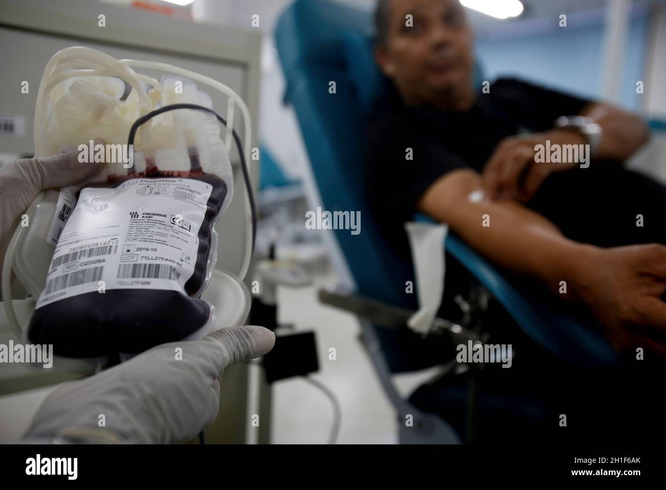 salvador, bahia / brazil - april 06, 2017: Person is seen making blood ...