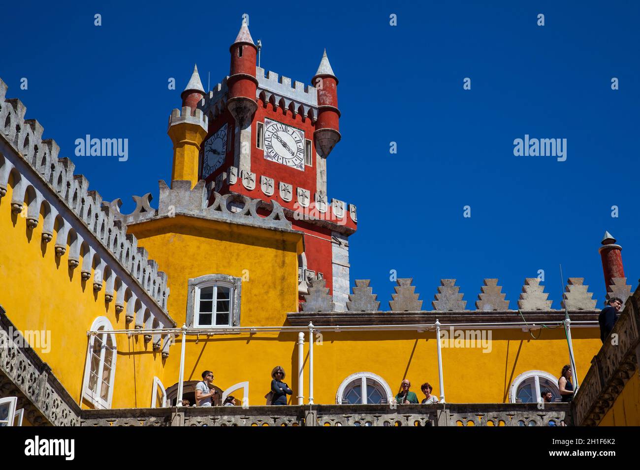 SINTRA, PORTUGAL - MAY, 2018: Tourists visiting the Pena Palace a ...