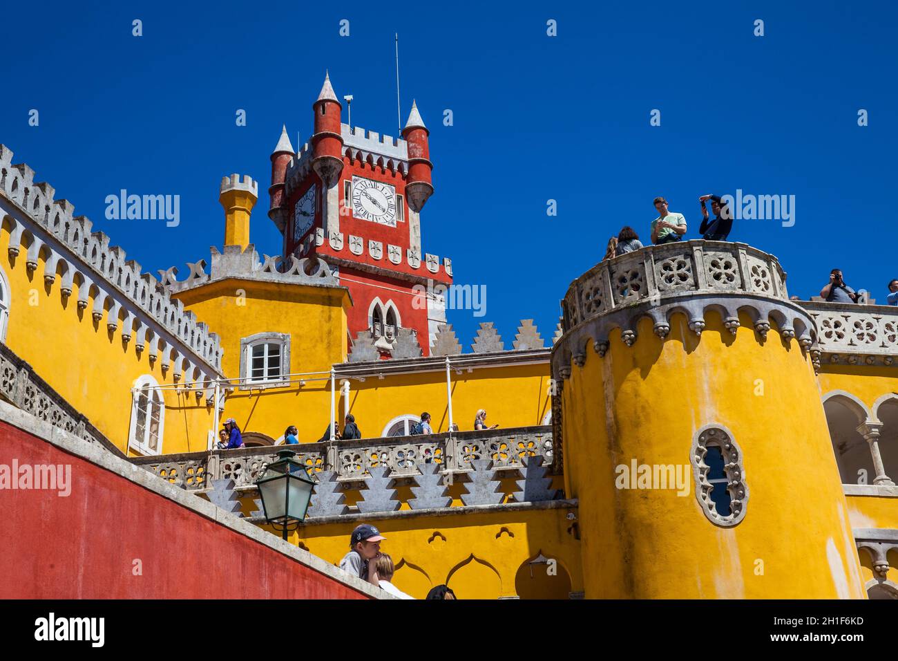 SINTRA, PORTUGAL - MAY, 2018: Tourists visiting the Pena Palace a ...