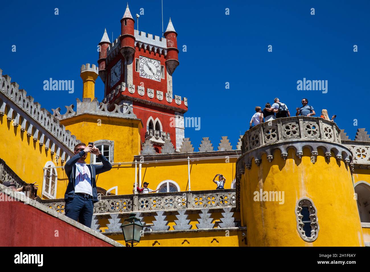 SINTRA, PORTUGAL - MAY, 2018: Tourists visiting the Pena Palace a ...