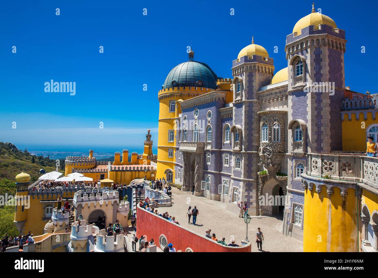 SINTRA, PORTUGAL - MAY, 2018: Tourists visiting the Pena Palace a ...