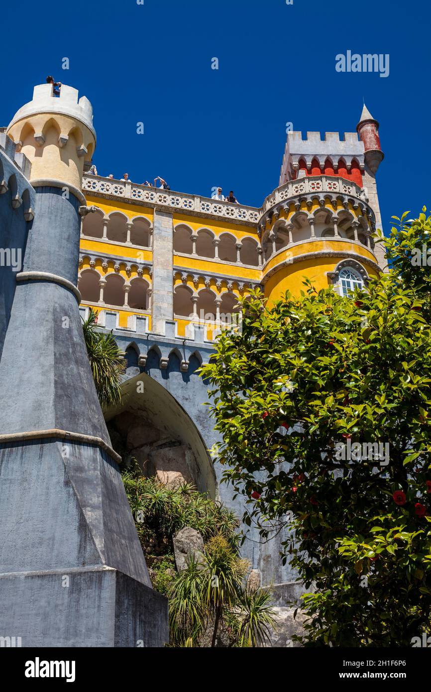 SINTRA, PORTUGAL - MAY, 2018: Tourists visiting the Pena Palace a ...