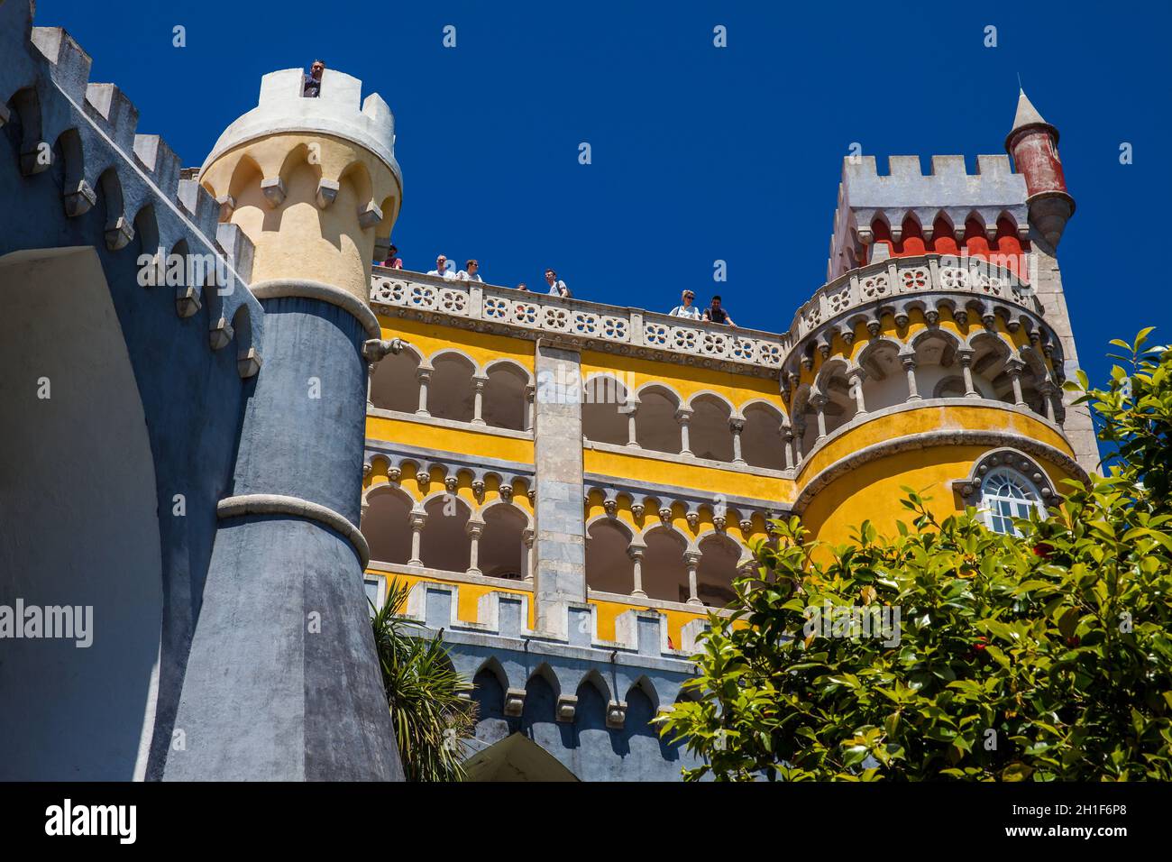 SINTRA, PORTUGAL - MAY, 2018: Tourists visiting the Pena Palace a ...
