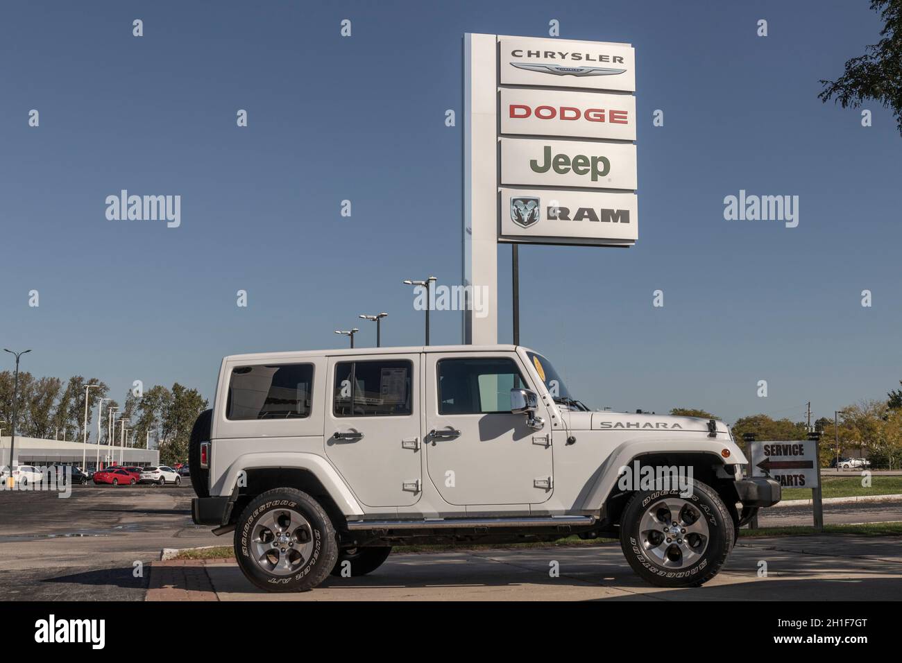 Indianapolis - Circa October 2021: Jeep Wrangler display at a Jeep Ram ...