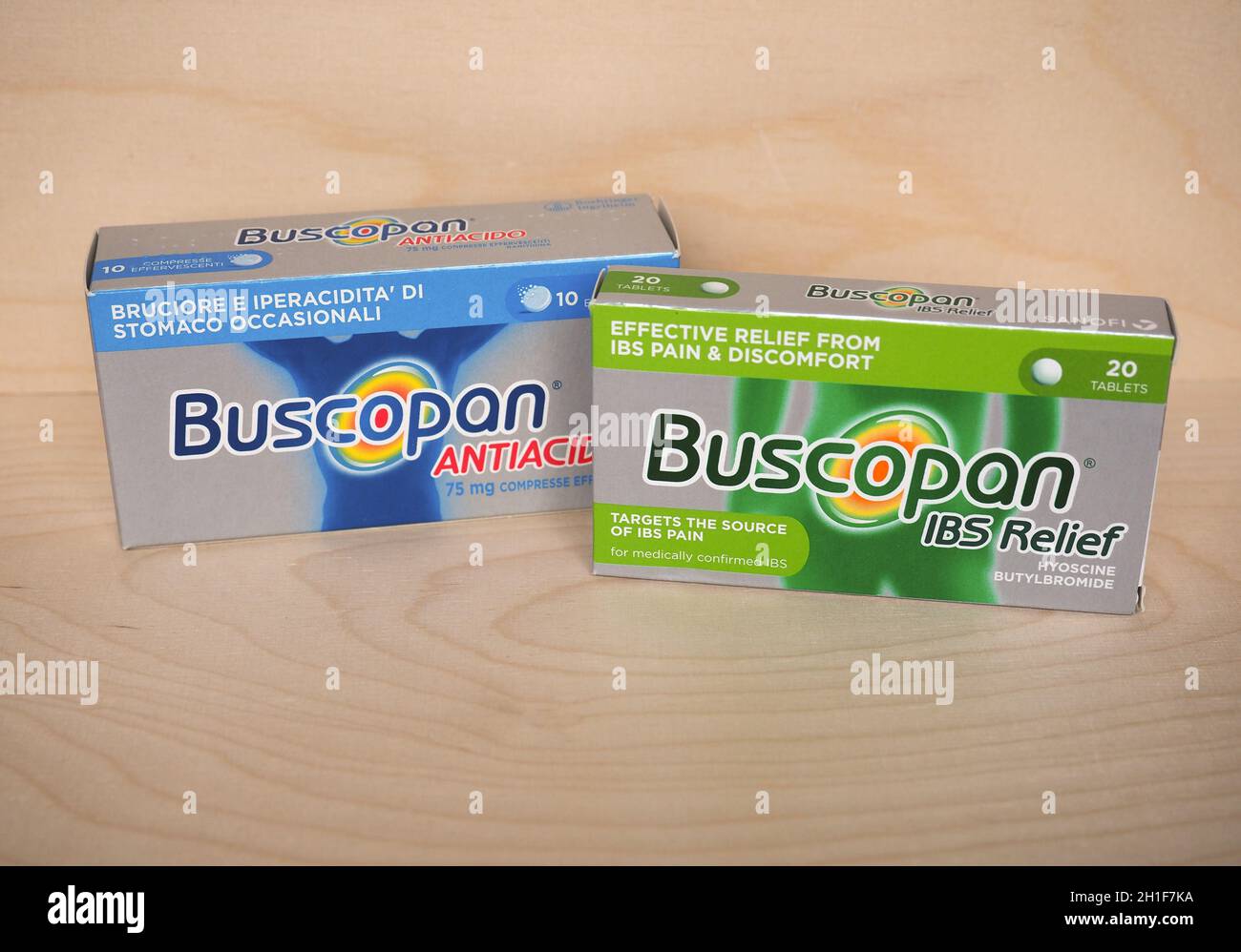LONDON, UK - CIRCA MAY 2020: Sanofi Buscopan IBS Relief tablets of ...