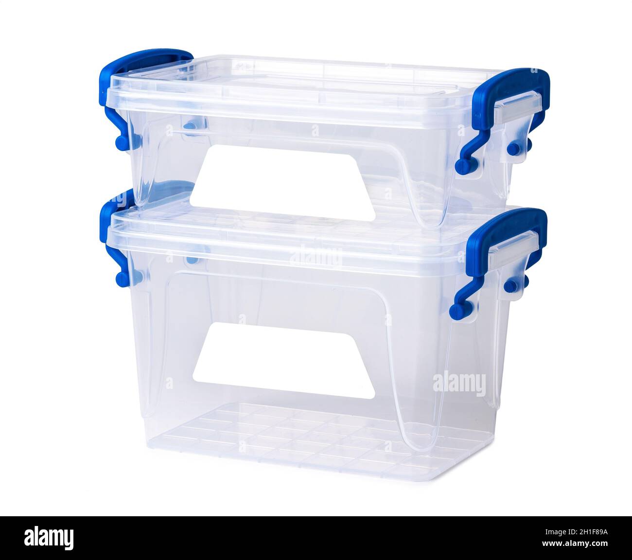 Transparent plastic box isolated on white background Stock Photo - Alamy