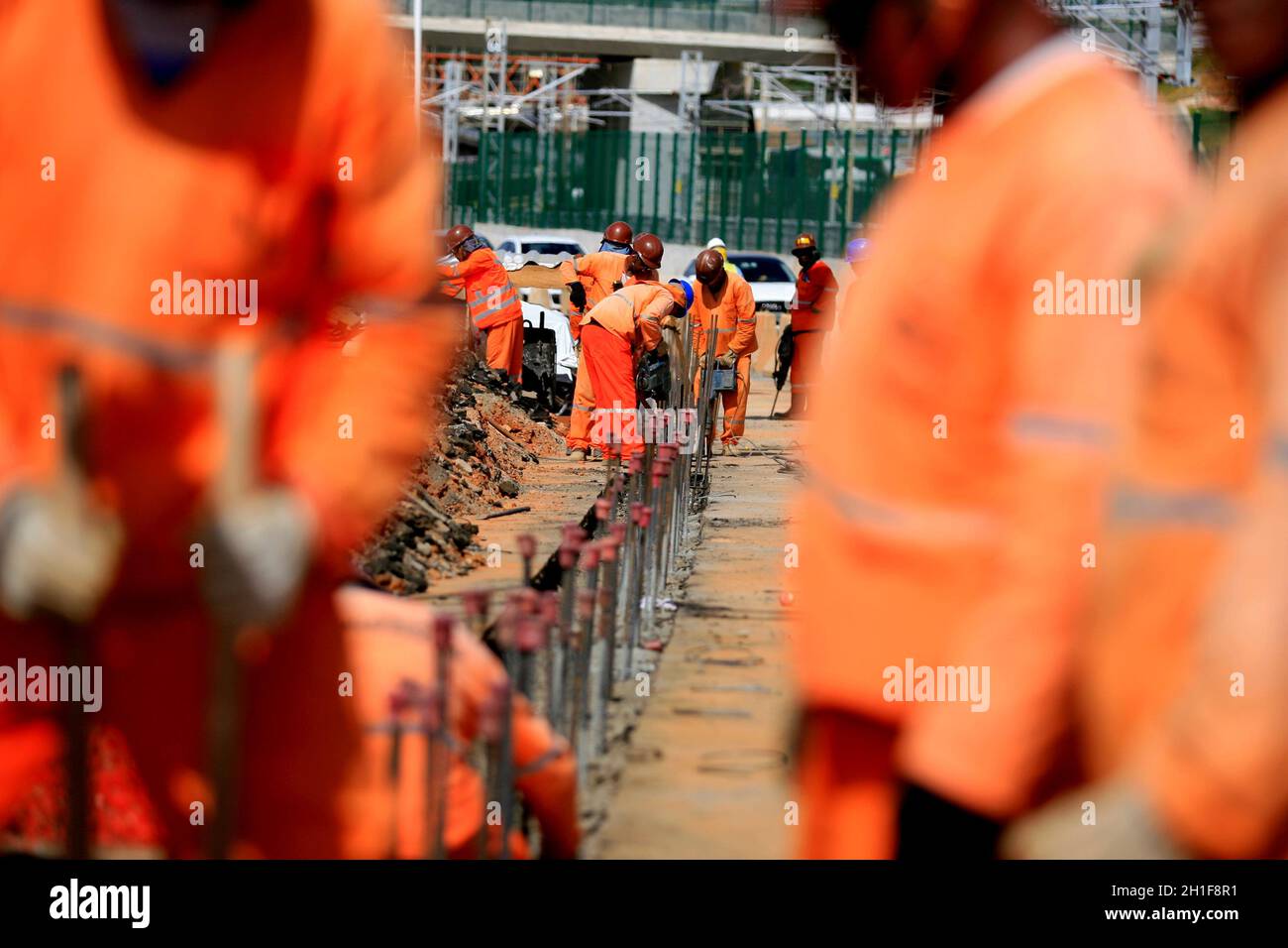 salvador, bahia / brazil - january 12, 2017: Workers are seen working ...