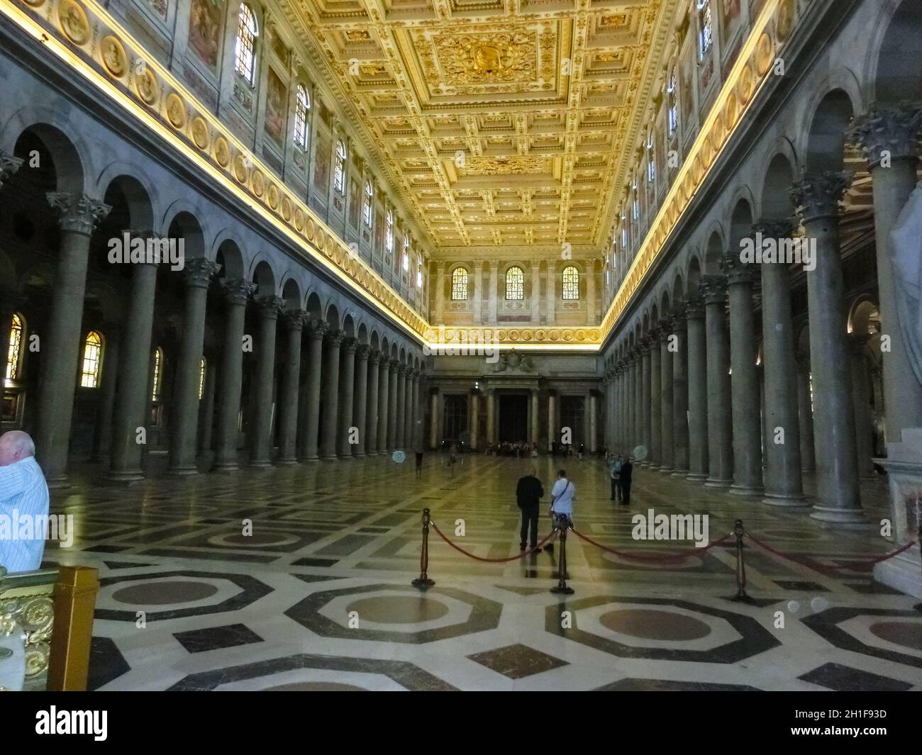 Rome, Italy - September 10, 2015: Ceiling of the Basilica of Saint Paul ...