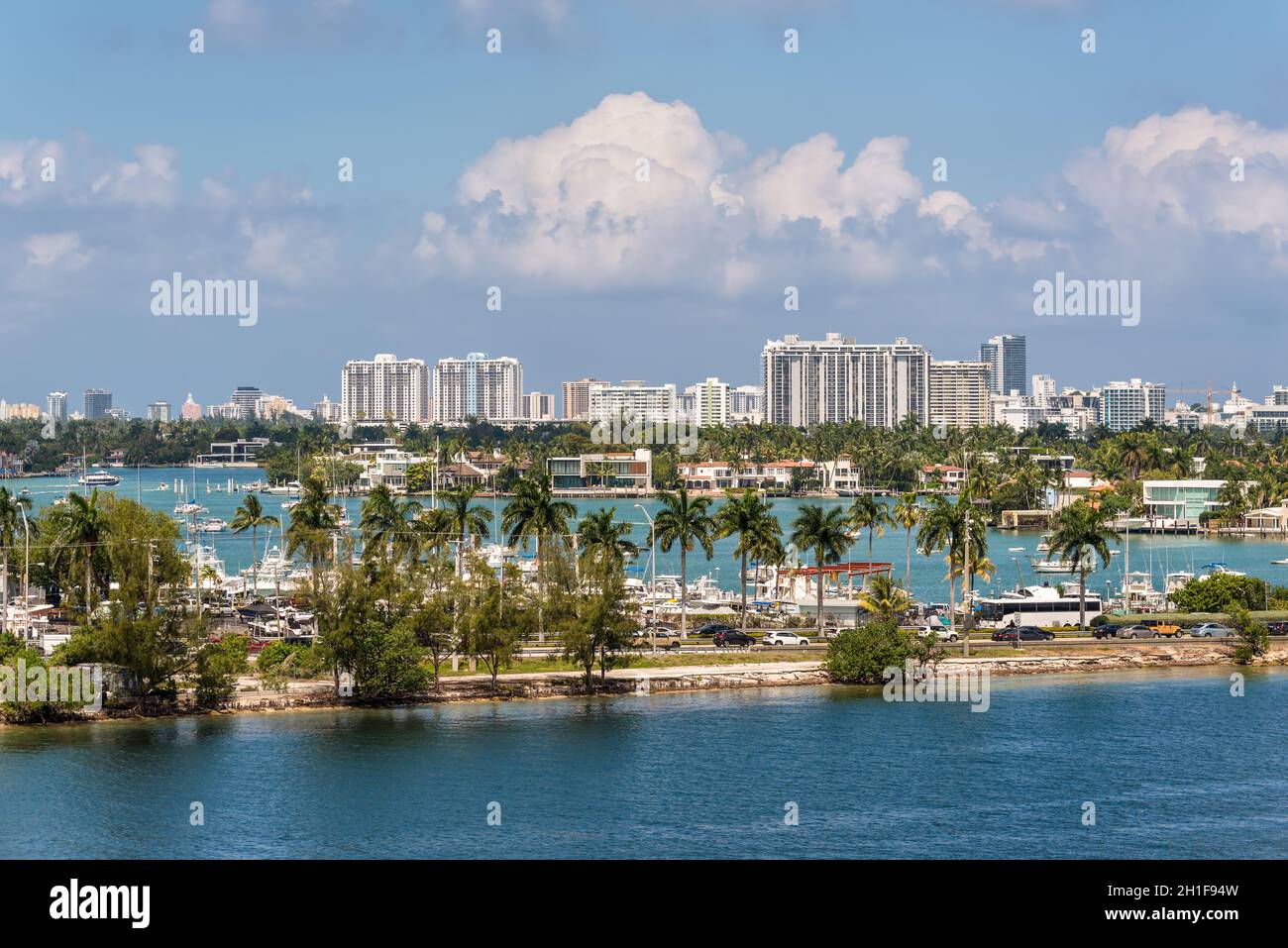 Miami, FL, United States - April 27, 2019: Causeway from downtown to ...