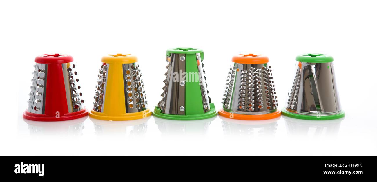 Colection of Colourful Blender Cutters on a White Background Stock ...