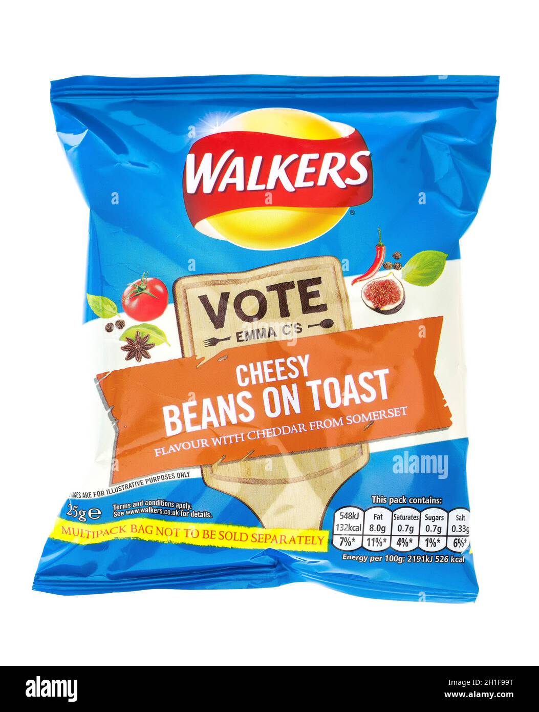 SWINDON, UK - AUGUST 31, 2014: A Bag of Walkers Beans on Toast Flavour ...