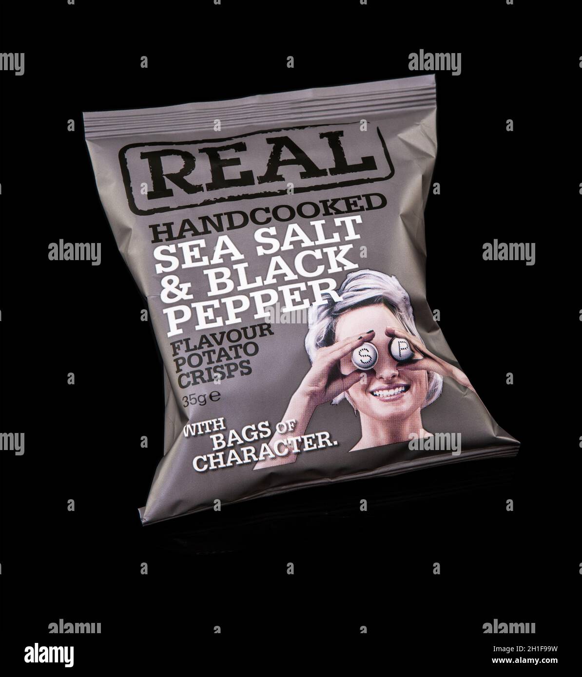 SWINDON, UK - SEPTEMBER 18, 2018: A Packet of REAL Handcooked Sea Salt ...