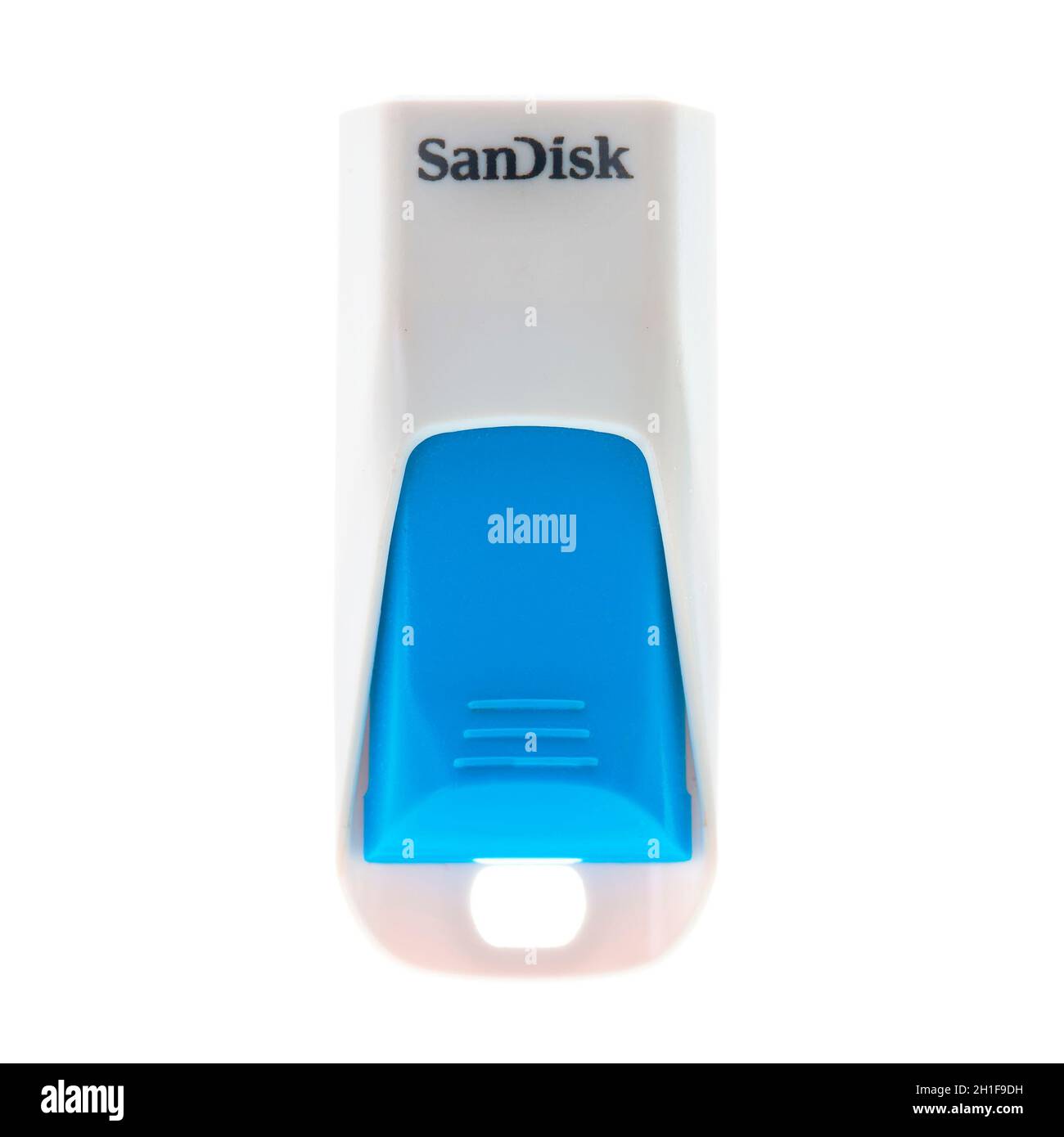 SWINDON, UK - AUGUST 15, 2014: San Disk USB drive on a white background ...