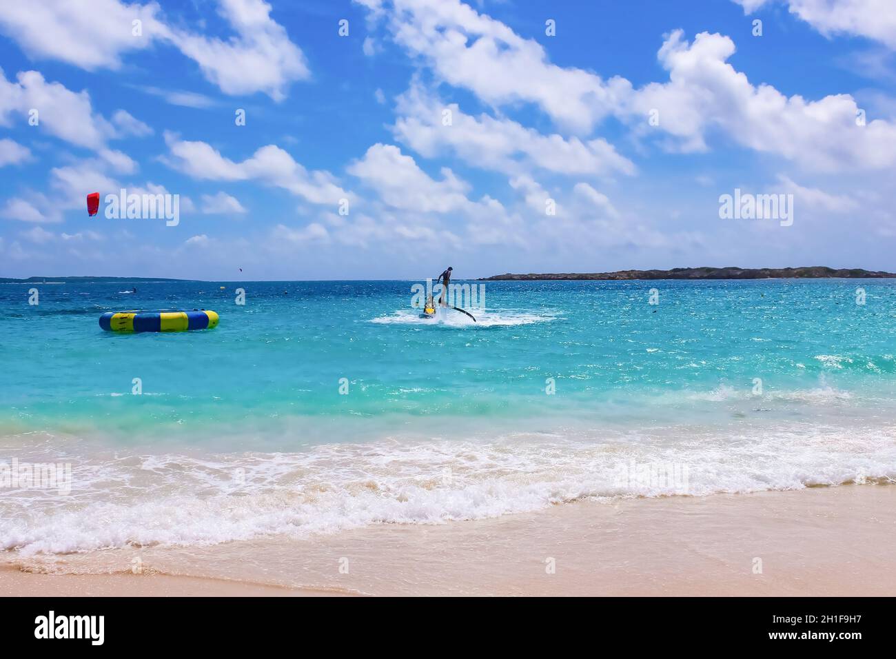 The new spectacular extreme sport called flyboard at Caribbean tropical ...