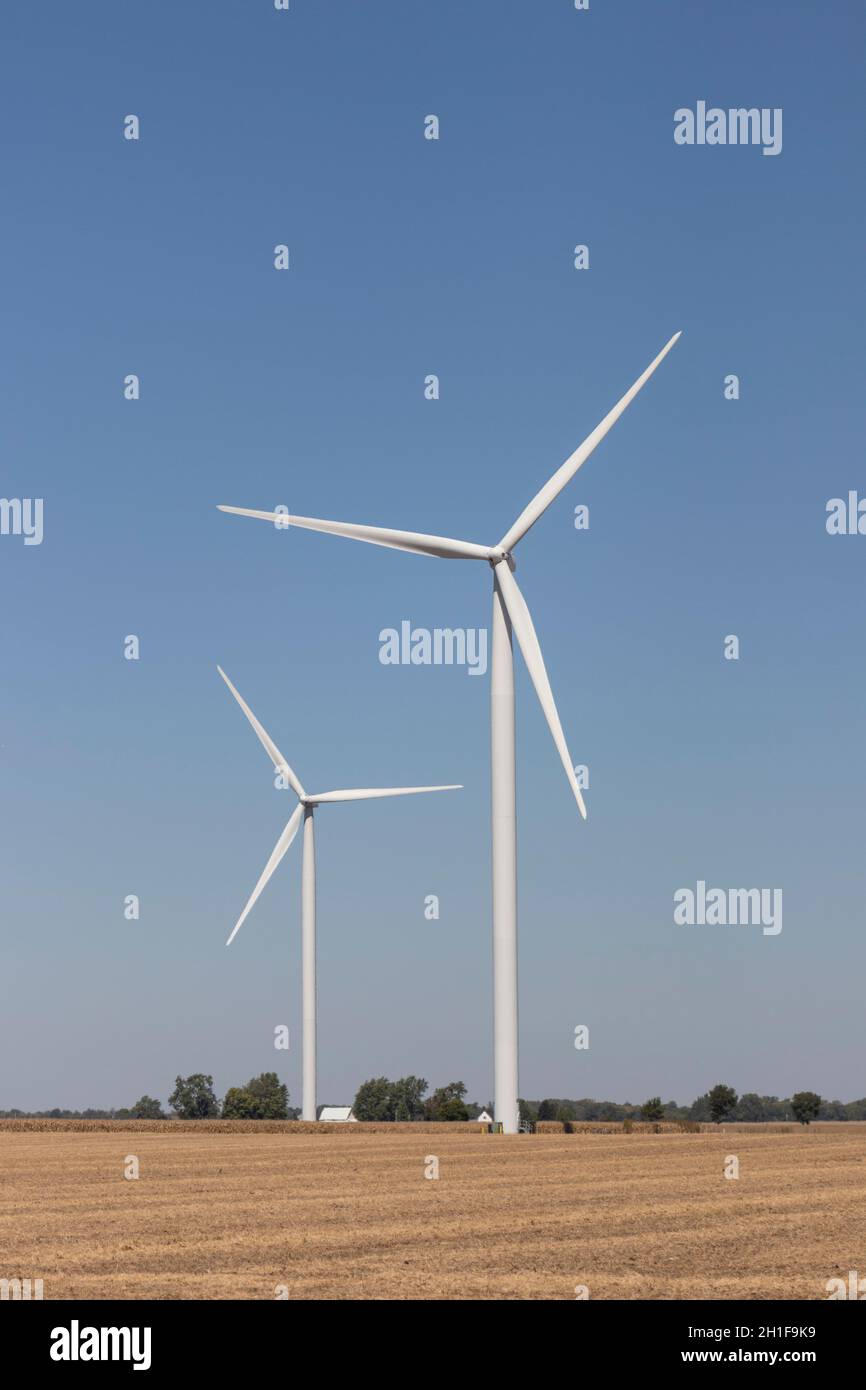 Wind Turbine Farm in Central Indiana. Wind and Solar Green Energy areas ...