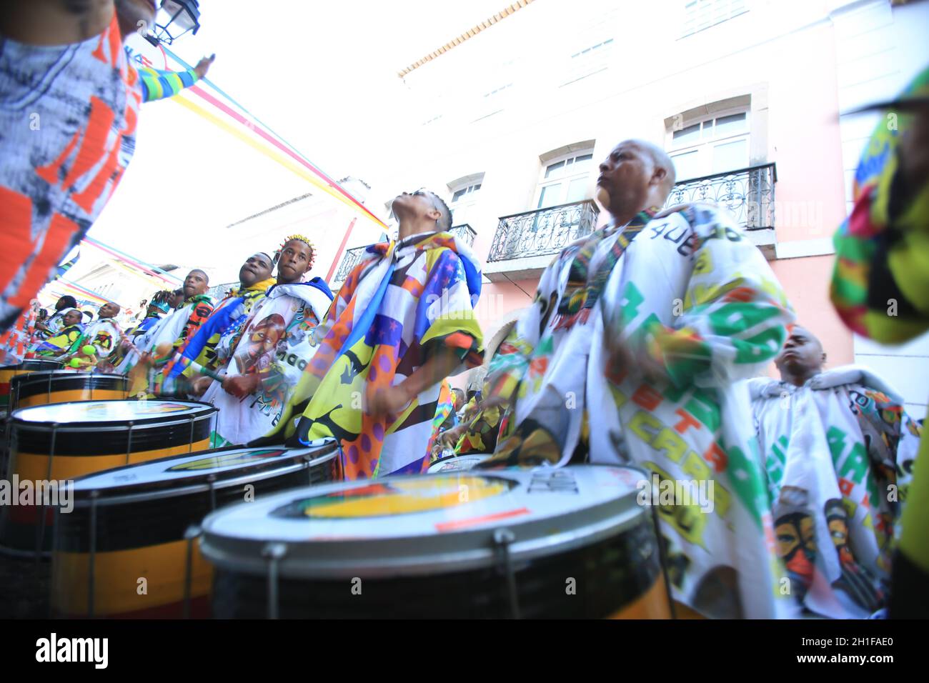 salvador, bahia / brazil - april 25, 2017: Members of the Olodum Band ...