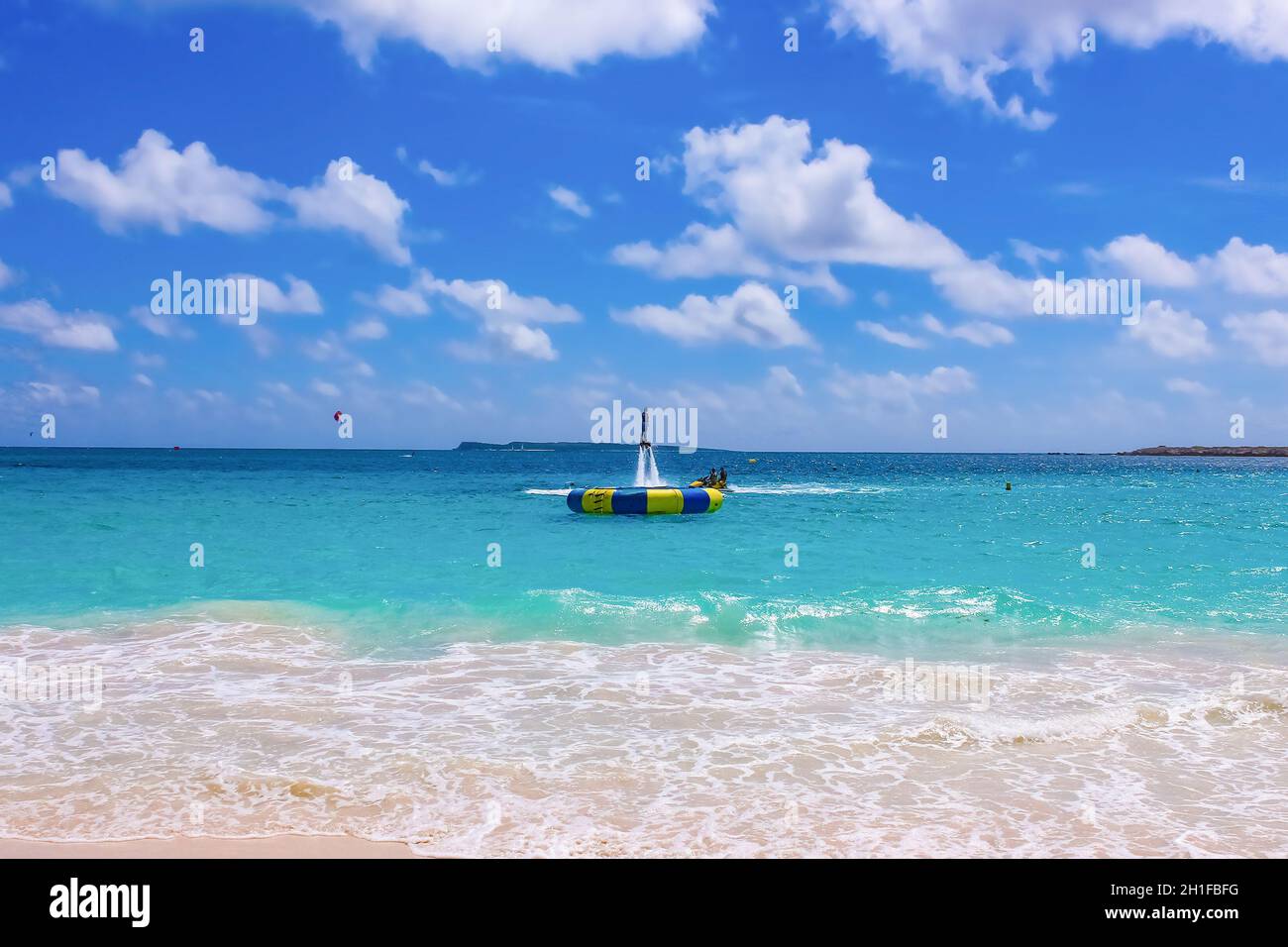 The new spectacular extreme sport called flyboard at Caribbean tropical ...