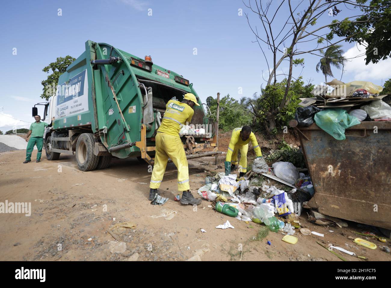 camacari, bahia / brazil - april 4, 2019: Garbage trucks next to the ...