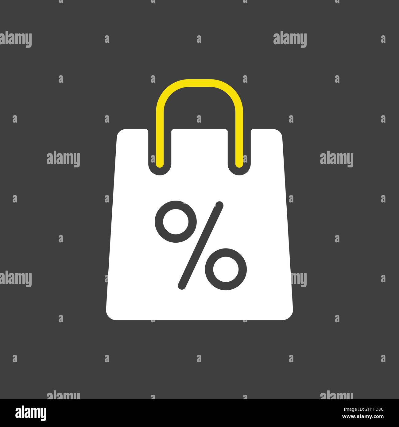 Shopping bag with percent symbol vector glyph icon. E-commerce sign ...
