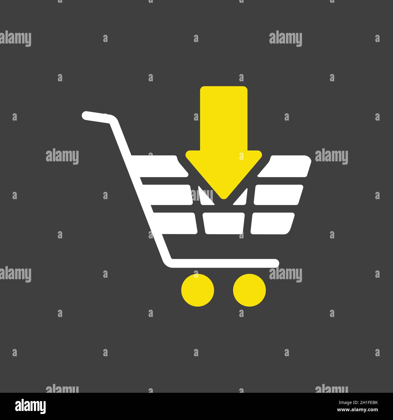 Shopping cart with an arrow glyph icon. E-commerce sign. Graph symbol ...
