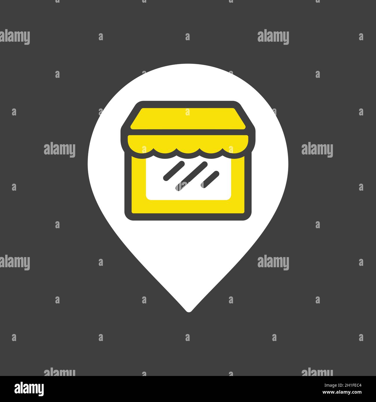 Supermarket store front pin map glyph icon. E-commerce sign. Graph ...