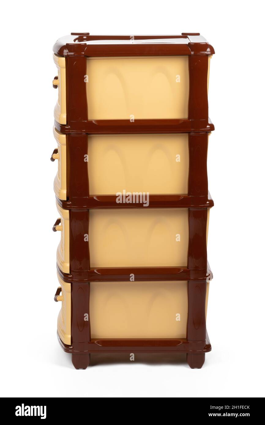 Plastic chest of drawers brown isolated on white background Stock Photo ...