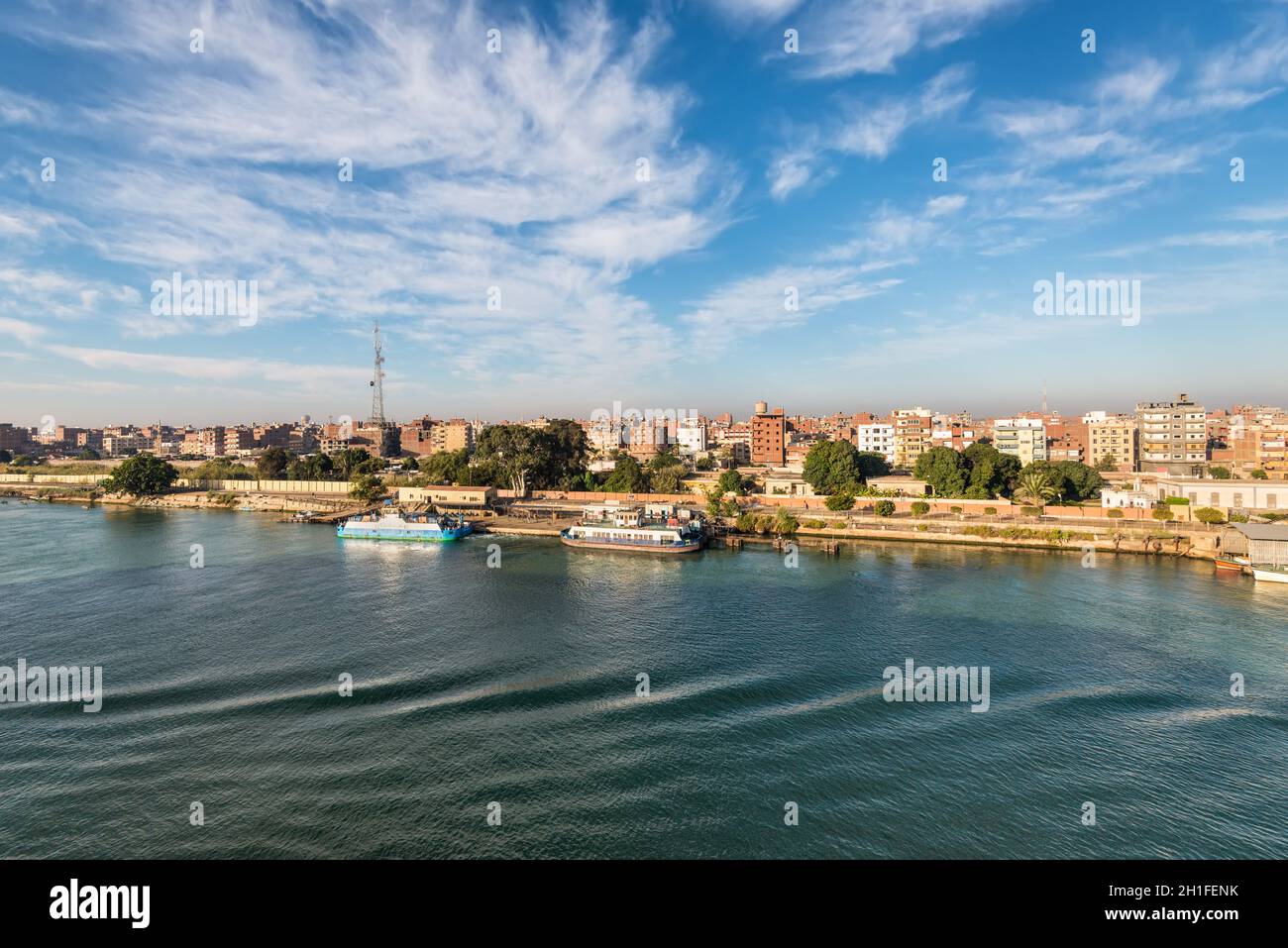El Qantara, Egypt - November 5, 2017: View of the city El Qantara (Al ...