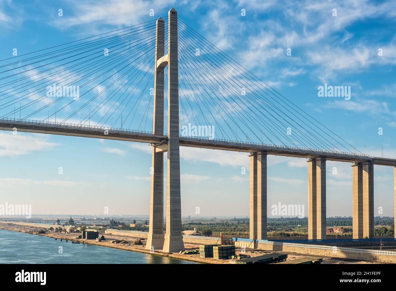 El Qantara, Egypt - November 5, 2017: The Mubarak Peace Bridge, also ...