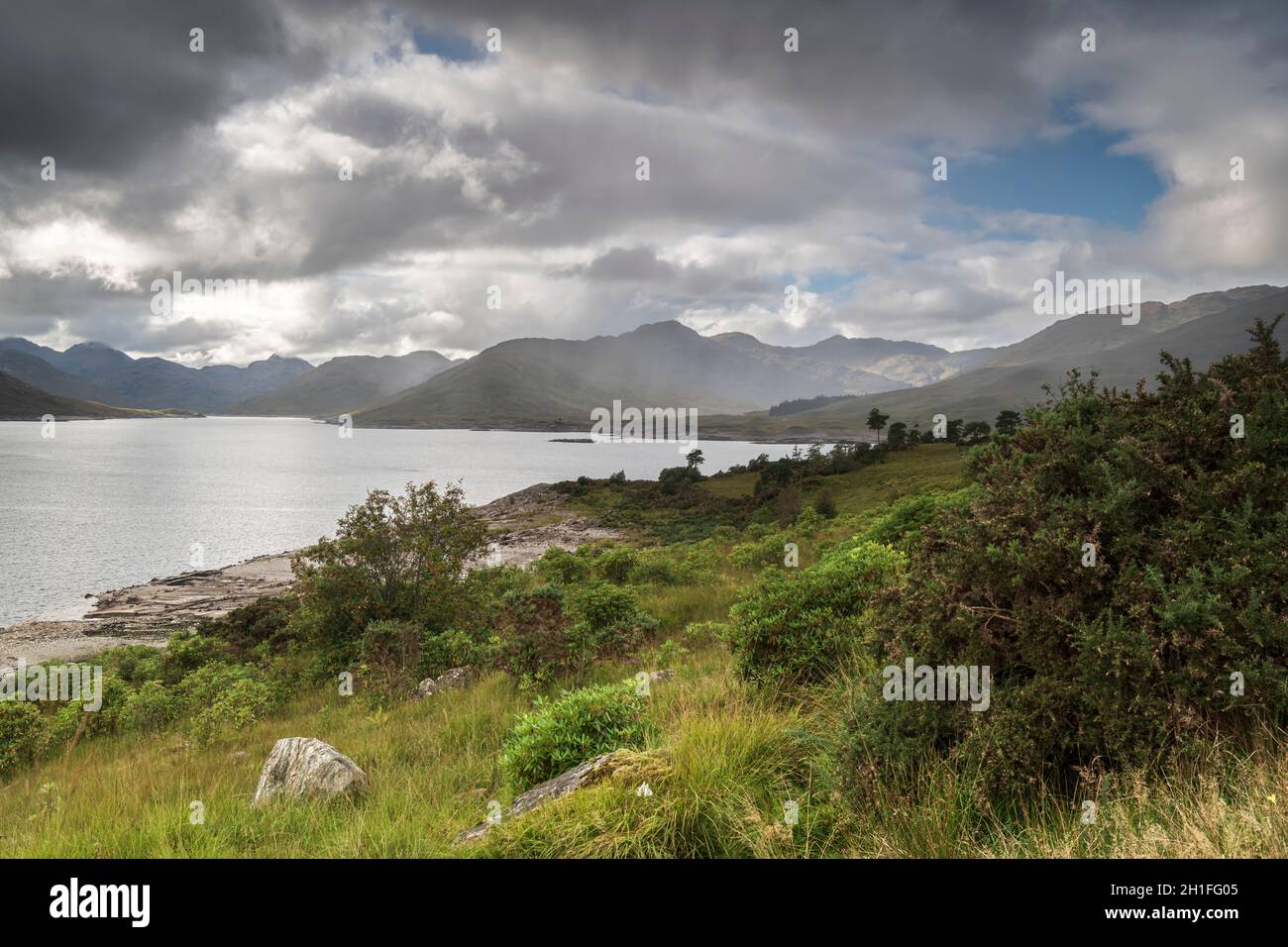 An autumnal 3 shot HDR image of squally weather over Loch Quoich with ...