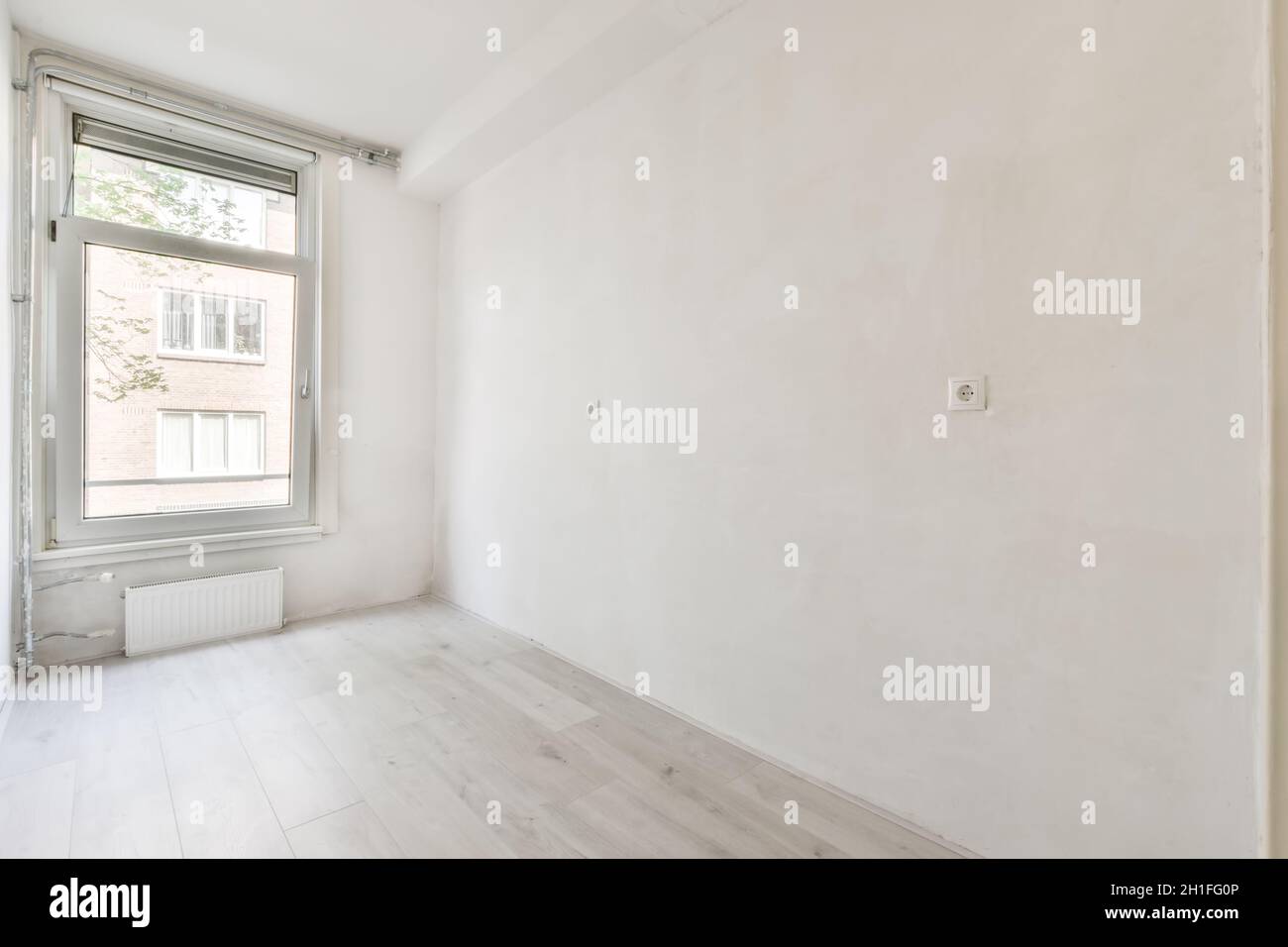 Empty white home space with windows interior design Stock Photo - Alamy