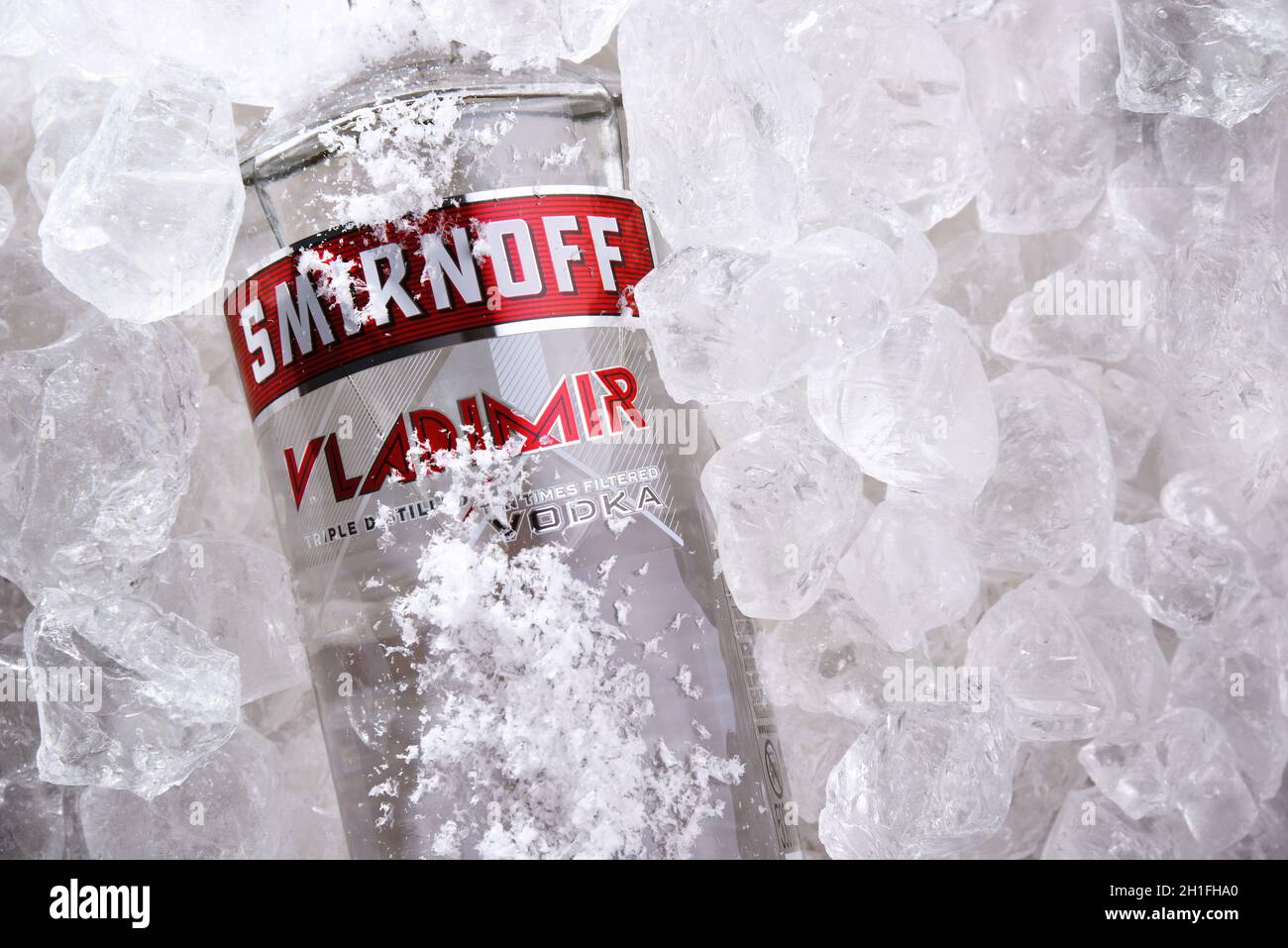 POZNAN, POL - MAY 22, 2020: Bottle of Smirnoff, a brand of vodka ...