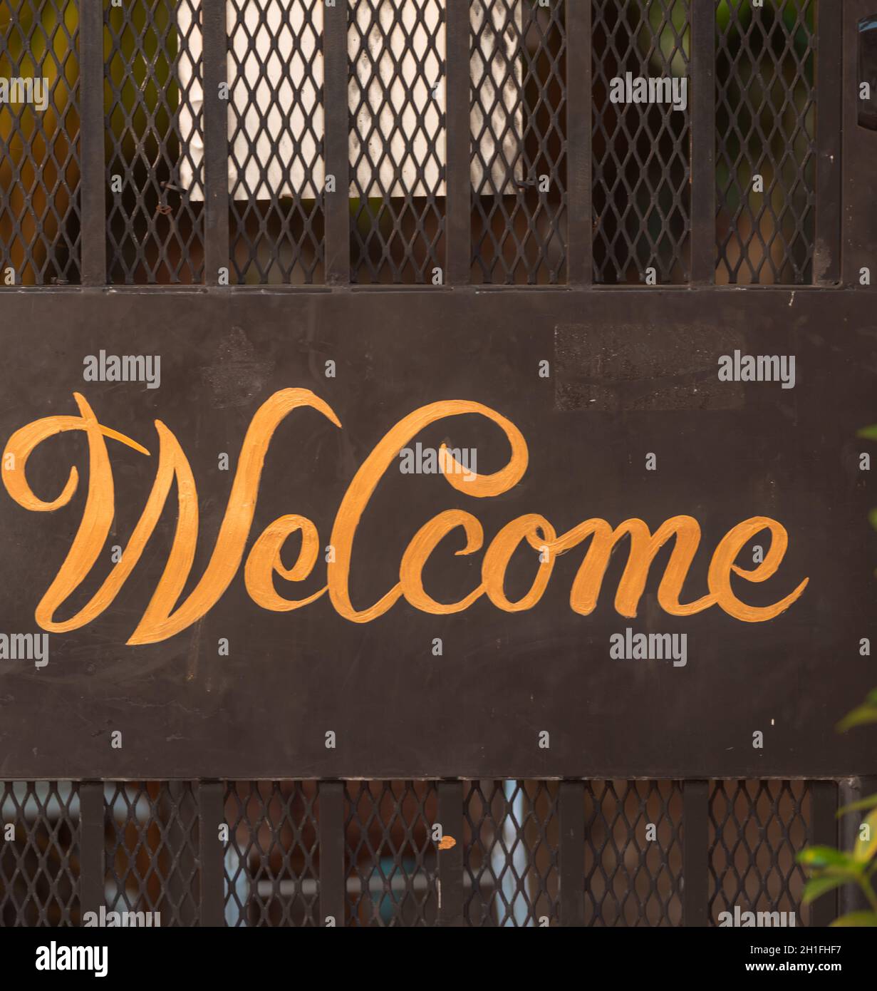 Welcome sign of a restaurant Stock Photo - Alamy