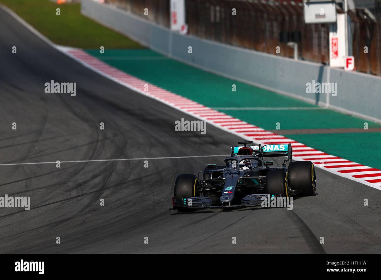 Barcelona, Spain. 19th February 2020. Formula 1 pre-season test. Lewis ...