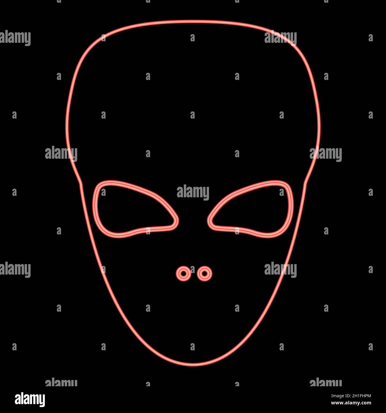 Neon extraterrestrial alien face or head red color vector illustration ...