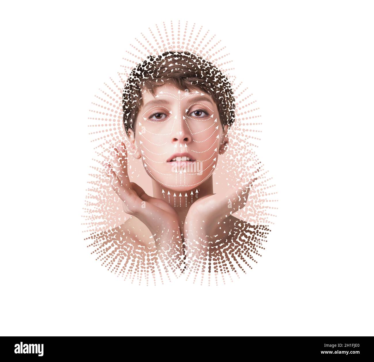 Woman face neck massage Cut Out Stock Images & Pictures - Alamy