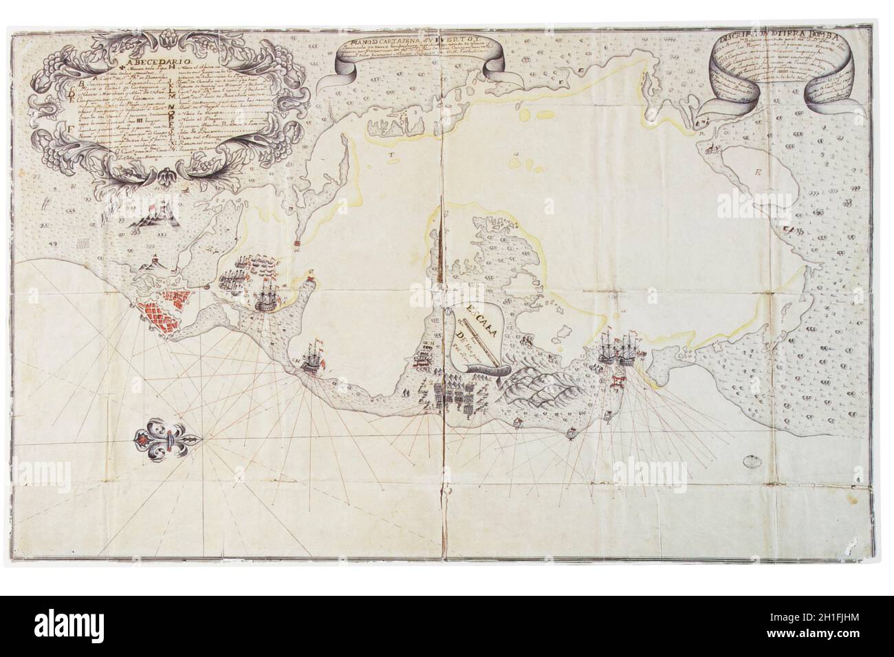 Cartagena de Indias Map, 1740. Defenses displayed by Blas de Lezo ...