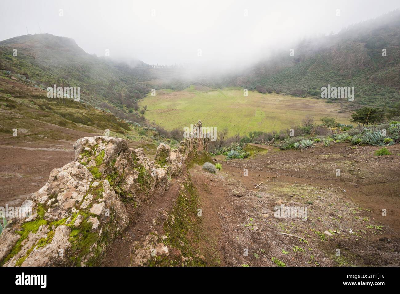 Gran Canaria landscape, volcanic crater, caldera de los Marteles ...