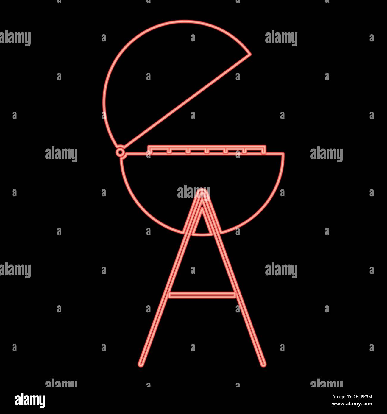 Neon barbecue or grill red color vector illustration flat style light ...