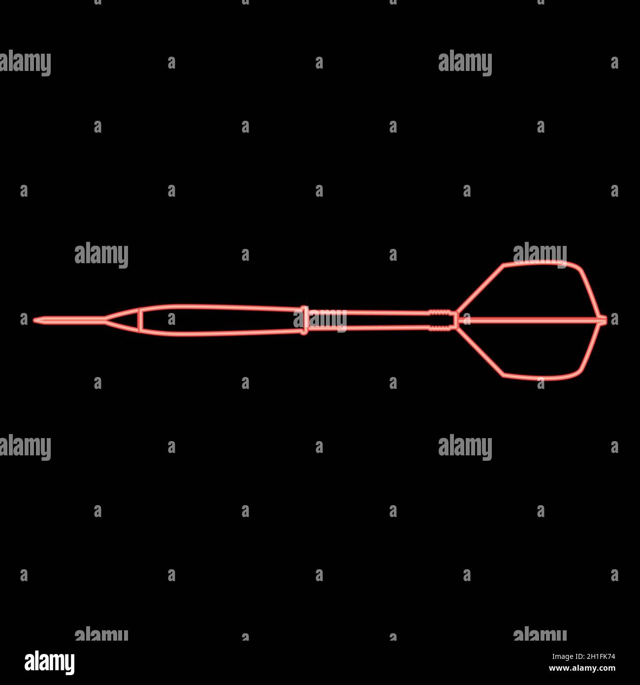 Neon dart arrow red color vector illustration flat style light image ...