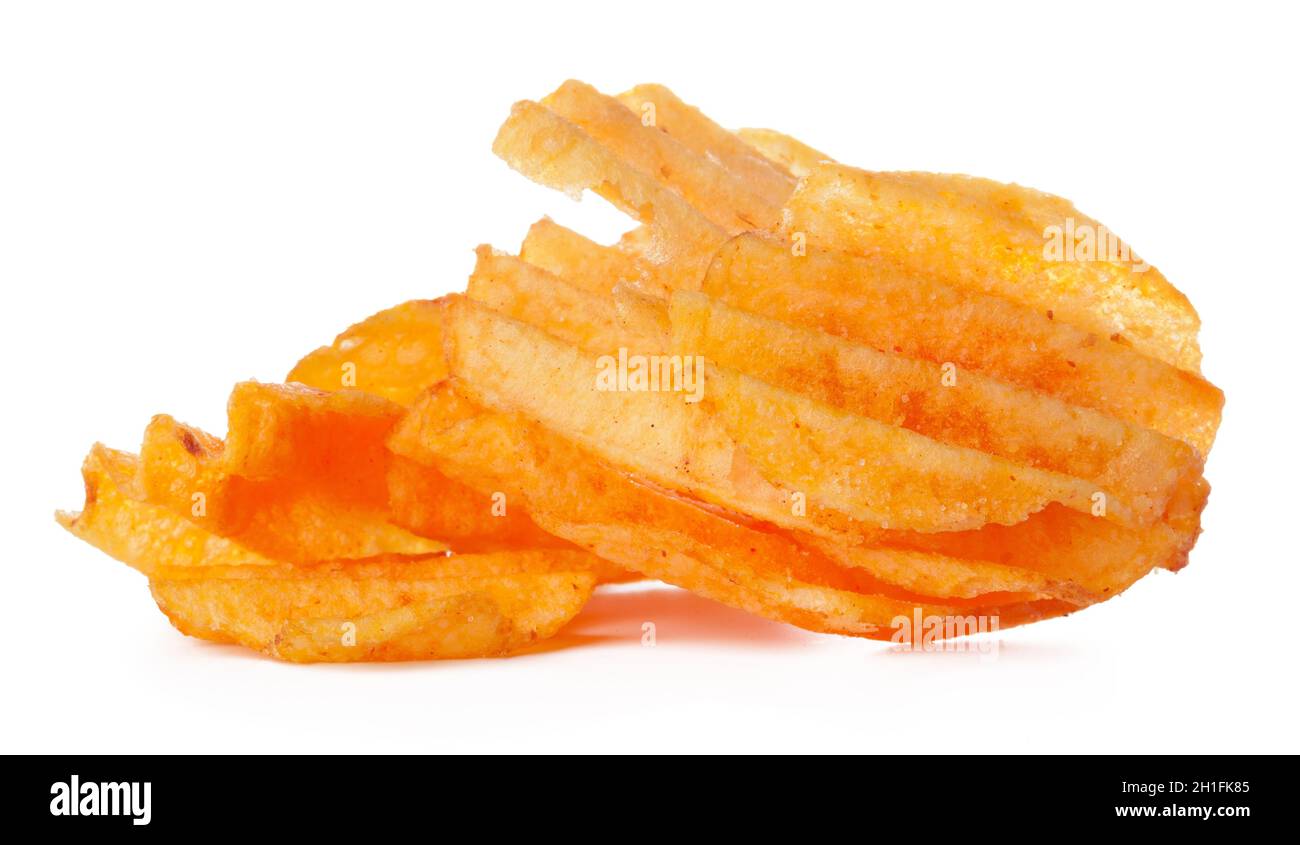 Ribbed potato chips isolated on white background Stock Photo - Alamy