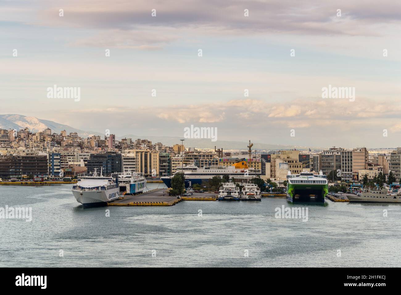 Piraeus, Greece - November 1, 2017: Port of Piraeus and cityscape of ...