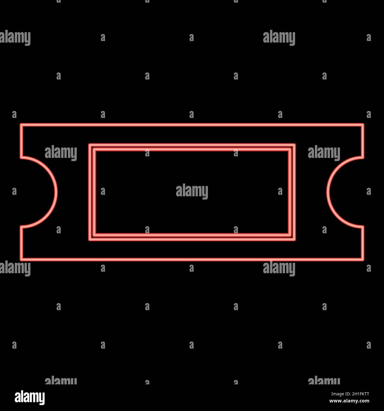 Neon ticket red color vector illustration flat style light image Stock ...
