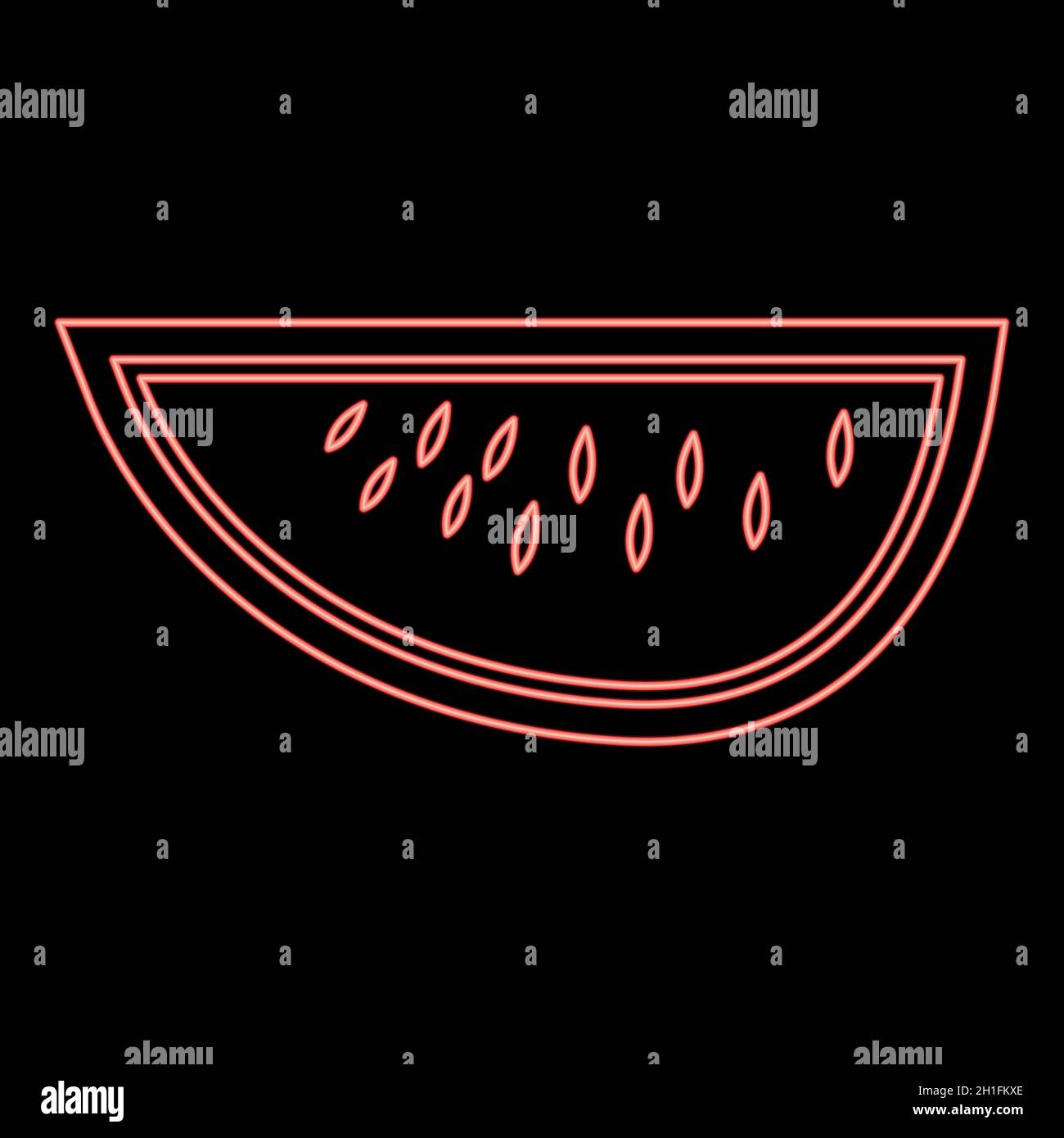 Neon watermelon red color vector illustration flat style light image ...