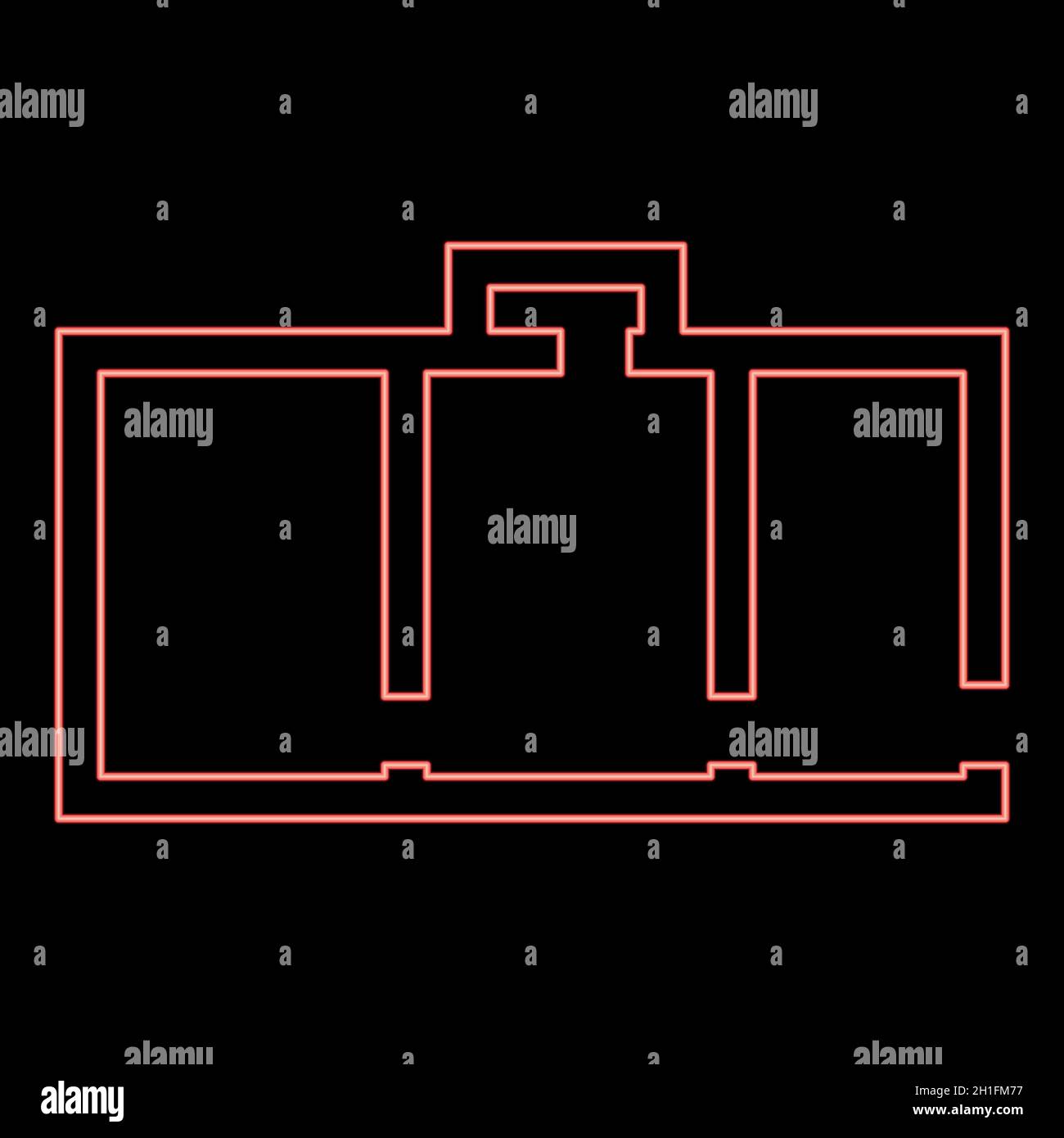 Neon apartment plan red color vector illustration flat style light ...