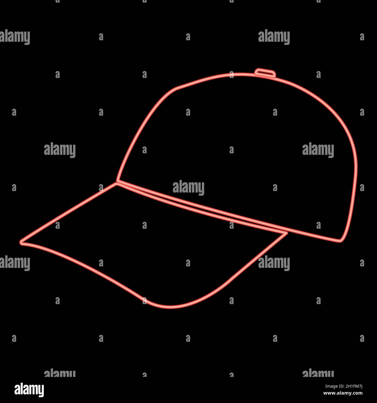 Neon baseball cap red color vector illustration flat style light image ...